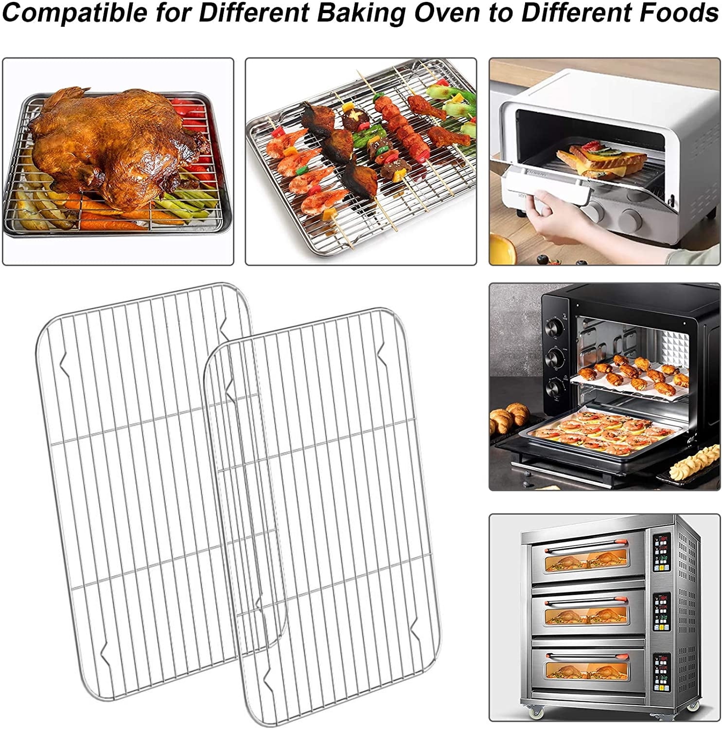 Cribun Baking Rack Set of 2, Stainless Steel Metal Roasting Cooking ...