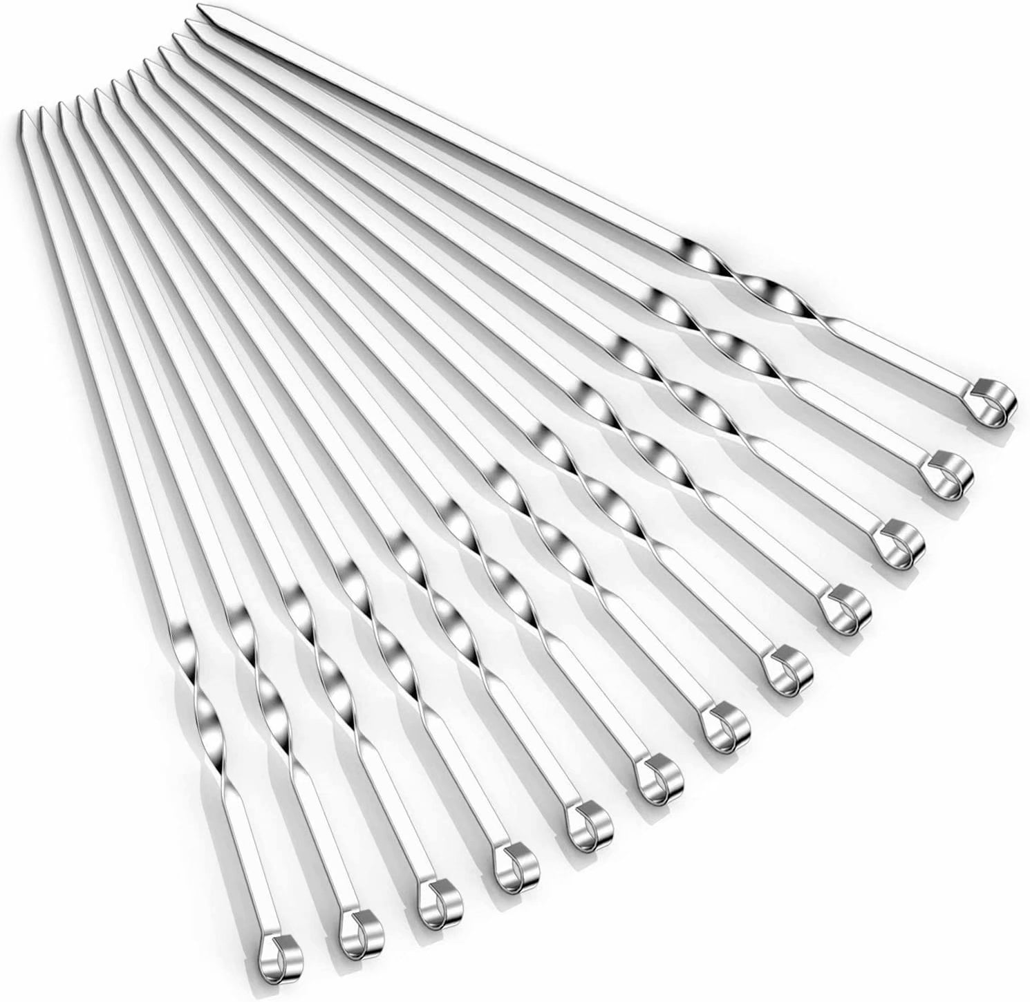 Artrylin 15'' Stainless Steel BBQ Skewers, Flat Metal Grilling Sticks ...