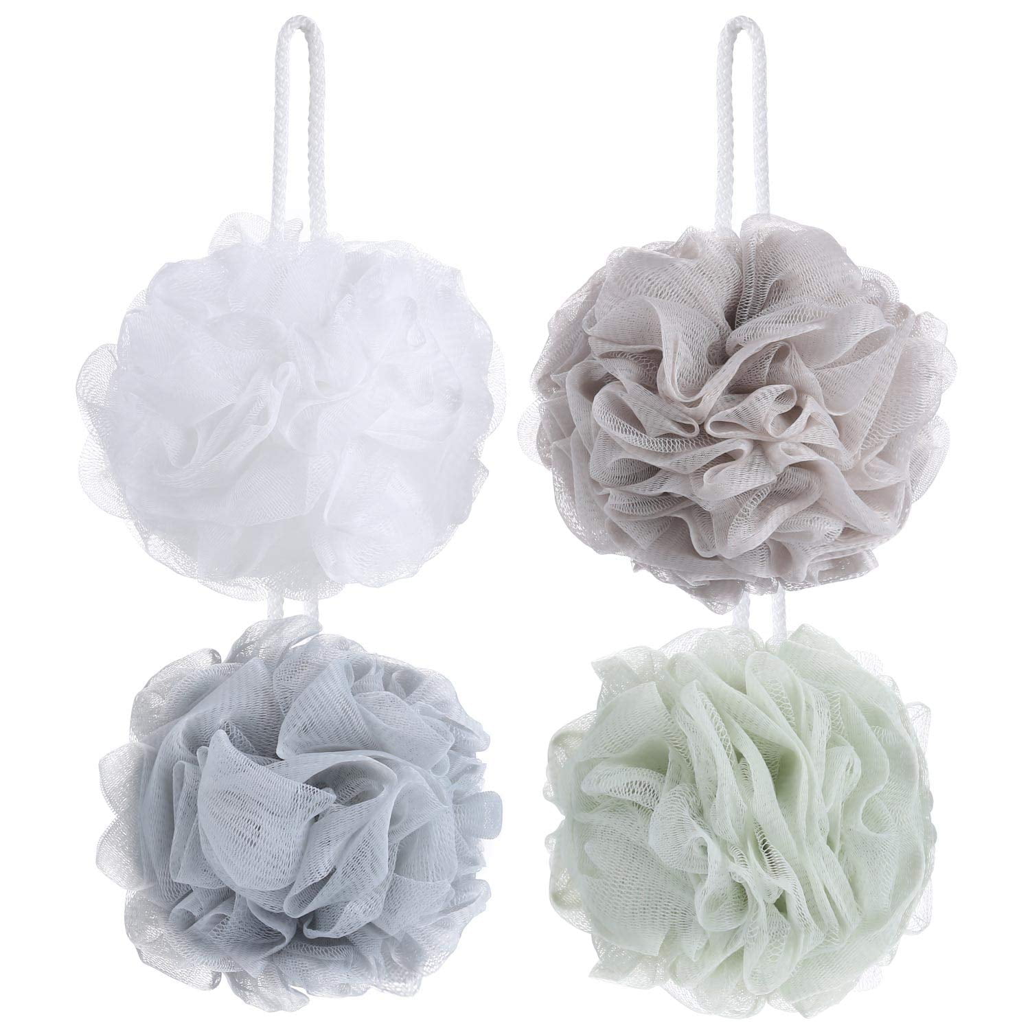 Cribun Loofah Bath Sponge Set of 4 Pastel Colors - Soft Exfoliating ...