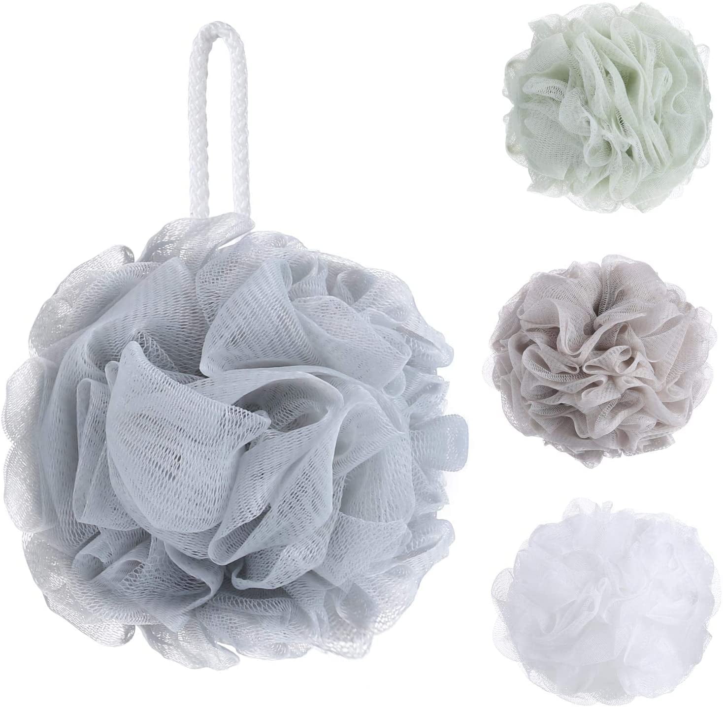 Cribun Loofah Bath-Sponge Swirl-Set-50g :Large Mesh Pouf (4 Pack Color Swirls) Luffa Loofa Loufa ...