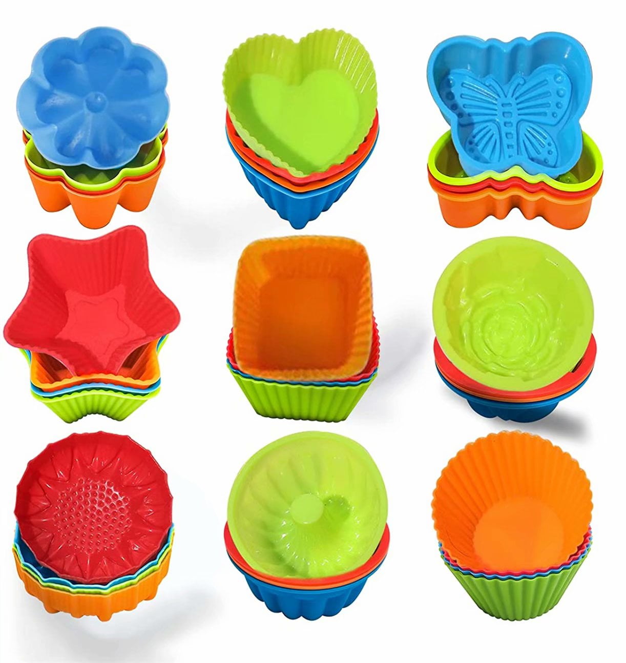 Cribun Silicone Cupcake Liners,24 Pieces Nonstick Nonstick Reusable ...