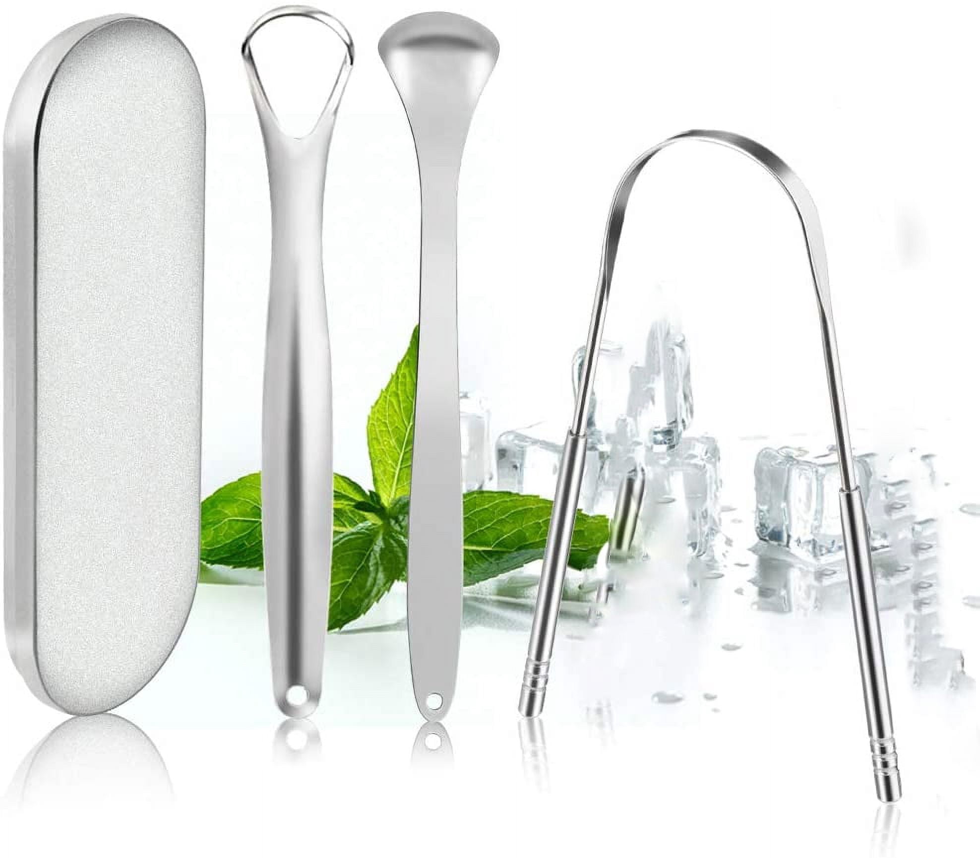 Cribun Tongue Scraper Cleaner, Tongue Cleaner Scrubber 304 Stainless ...