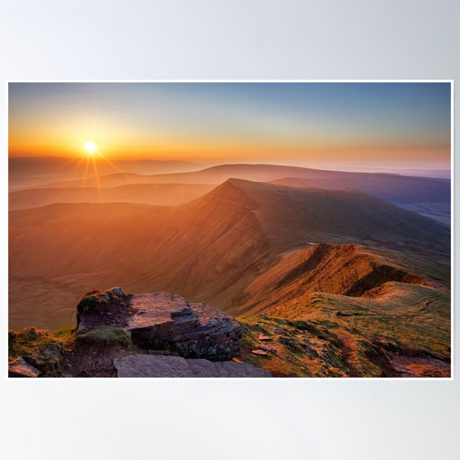 Cribyn From Pen Y Fan Sunrise Poster Wall Art, Modern Wall Decor, 12x18 ...