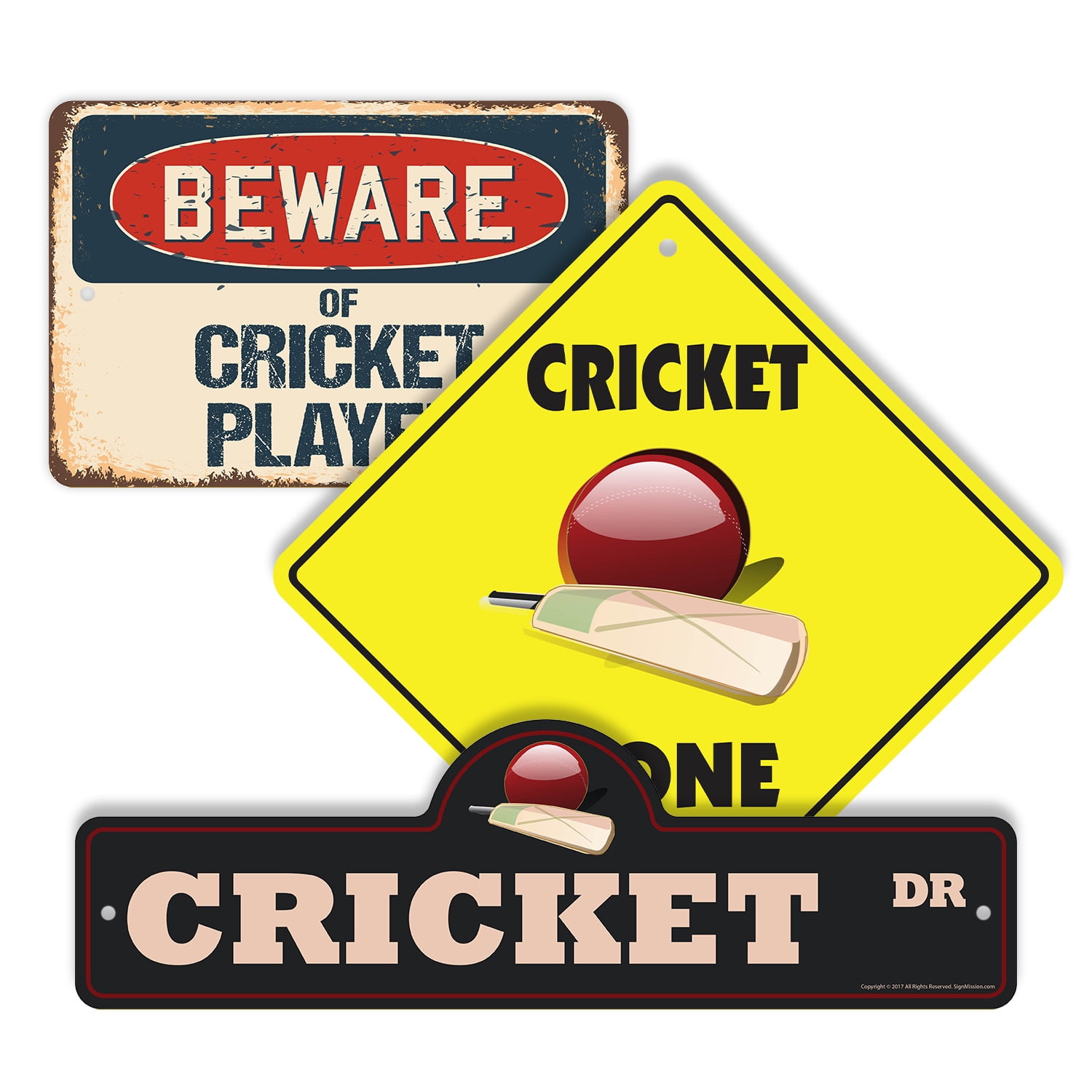 Cricket (3 Pack) Large Plastic Street Sign Crossing Sign Warning Sign ...