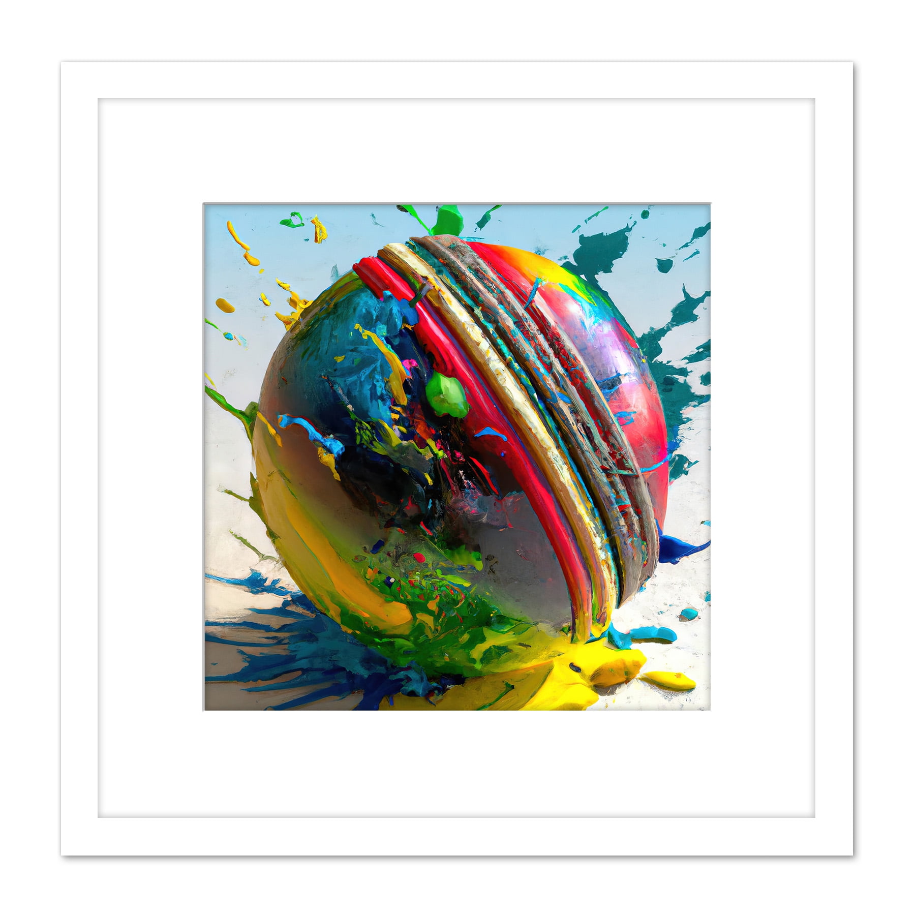Cricket Ball Dynamic Paint Splatter Bright Action Painting Square ...