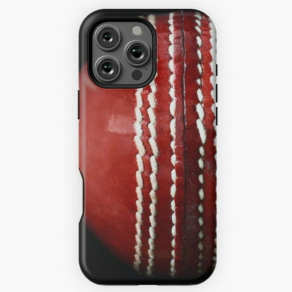 Cricket Ball Sports Illustration iPhone Case 17 16 15 14 13 12 11 Pro ...
