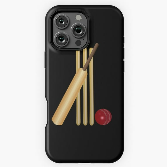 Cricket Bat Ball Wicket Sports Art iPhone Case 17 16 15 14 13 12 11 Pro ...