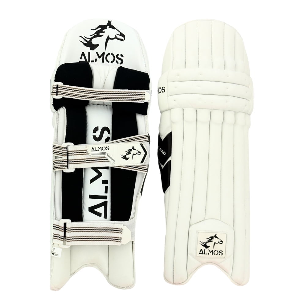 Almos Sports Cricket Batting Pads ZAK PRO, Juniors Edition, White Black ...