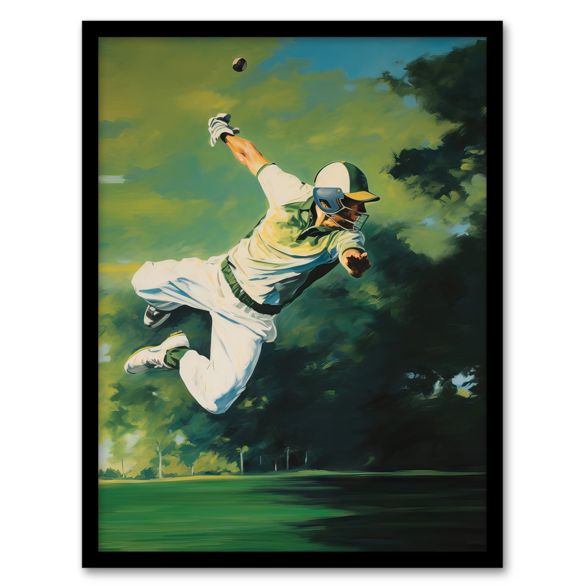 Cricket Match Outfield Diving Catch Watercolour Artwork For Him Fan Man ...