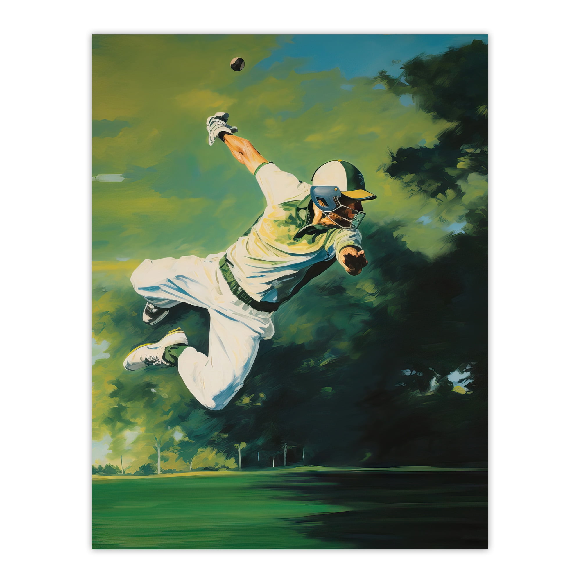 Cricket Match Outfield Diving Catch Watercolour Artwork For Him Fan Man ...