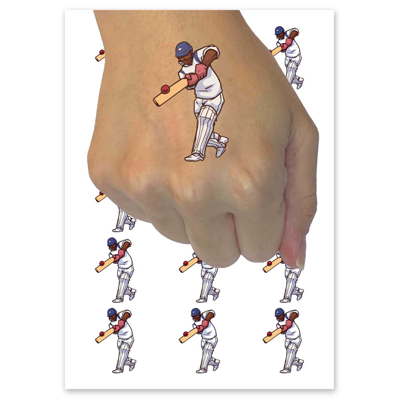 Cricket Player Sport Bat Ball Temporary Tattoo Water Resistant Fake ...