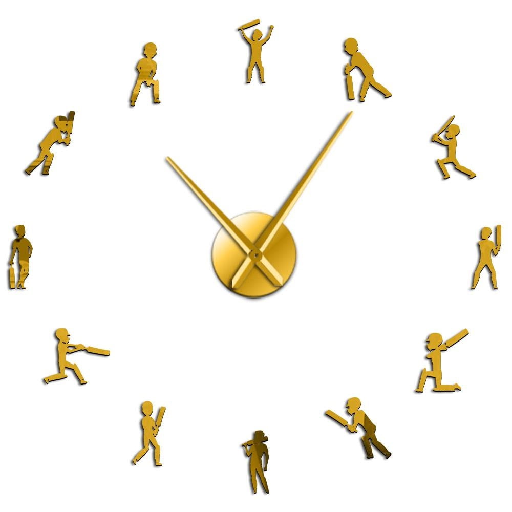Cricket Player Sports Silhouette Frameless Wall Clock Stickers, DIY ...