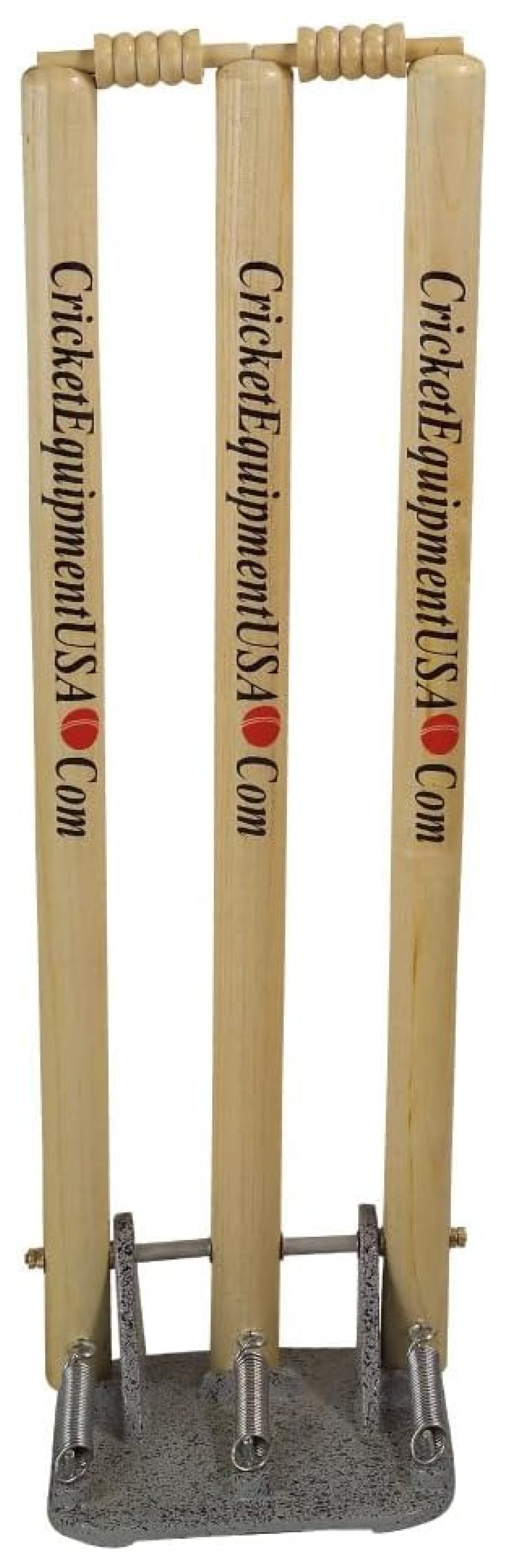 Cricket Stumps Set Wickets Wooden Spring Returns 3 Stumps & 2 Bails on ...
