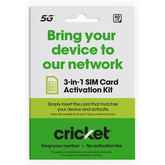 Cricket Wireless SIM Card Kit 3-in-1 Nano Micro Standard Devices for ...