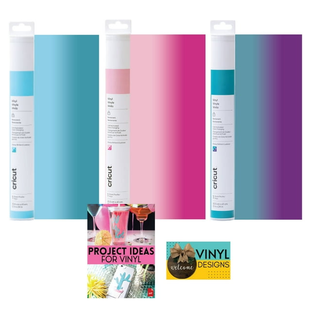 Cricut Color Changing Permanent Vinyl Rolls (Pink, Blue, Purple) Bundle ...
