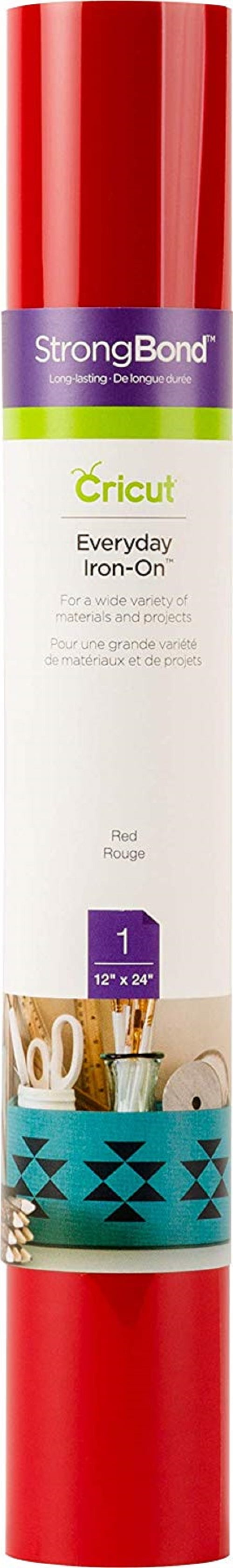 Cricut Everyday Iron-On, Red, Heat Transfer Vinyl, 12x24 Inch Roll, T ...