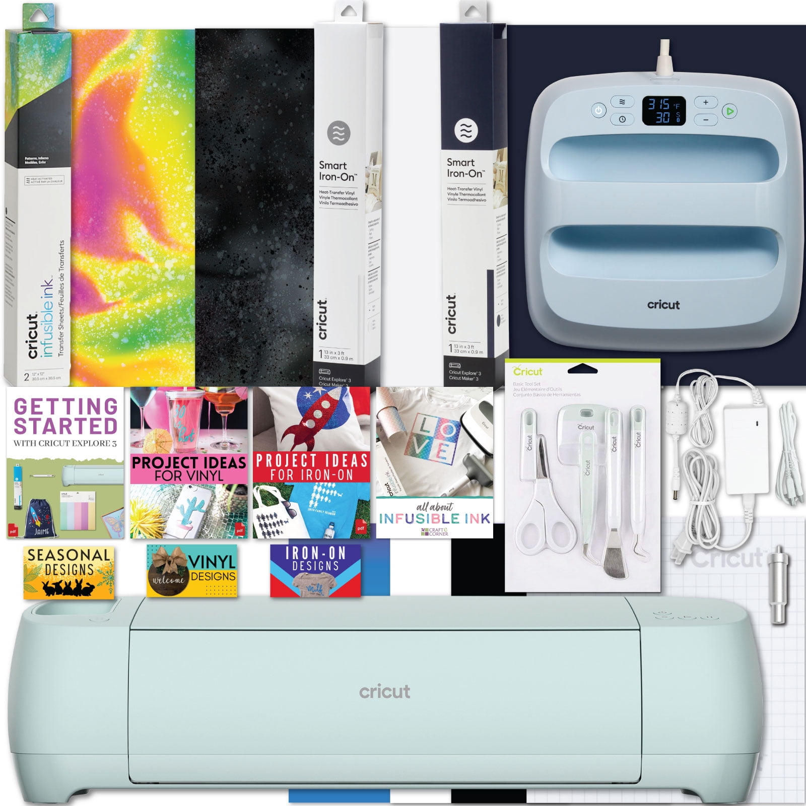 Cricut Explore 3 Cutting Machine with EasyPress 3 Heat Press and HTV ...