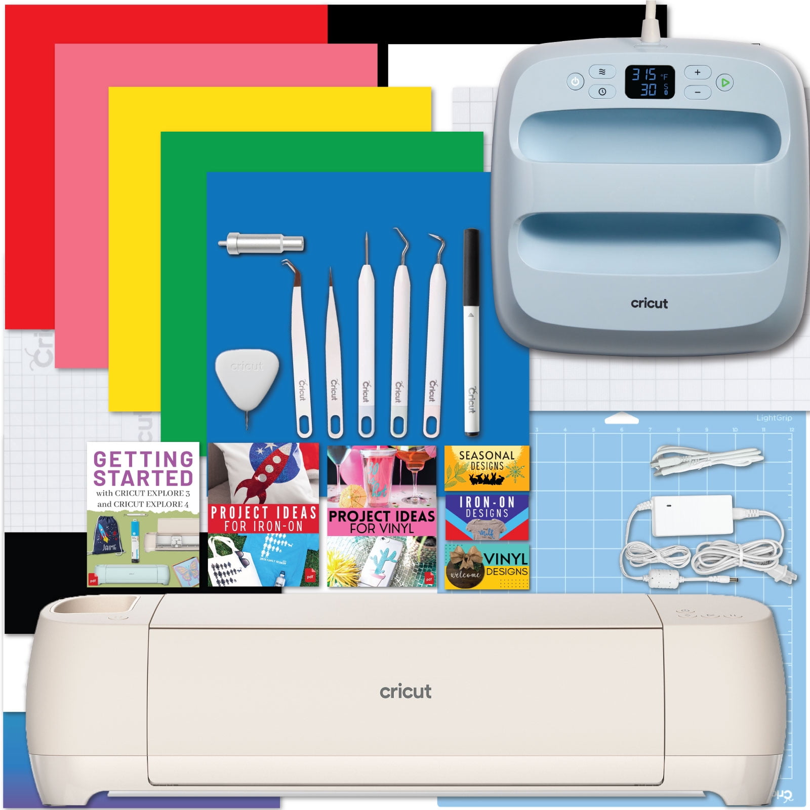 Cricut Explore 4 Cutting Machine with Easy Press 3 and Iron-On Sheets ...