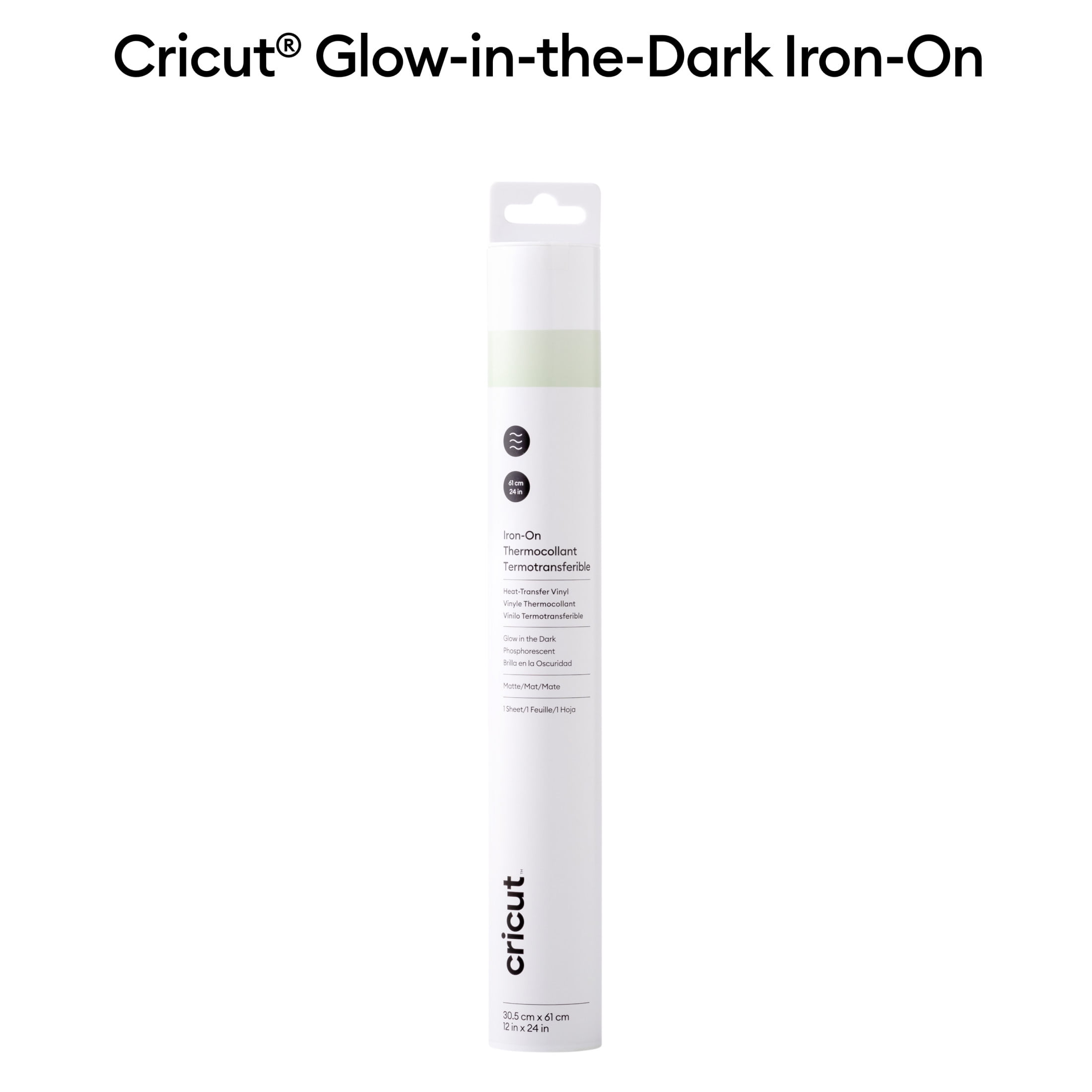 Cricut Glow-in-the-Dark Iron-On Vinyl, 12" x 24", Easy to Apply, Great ...