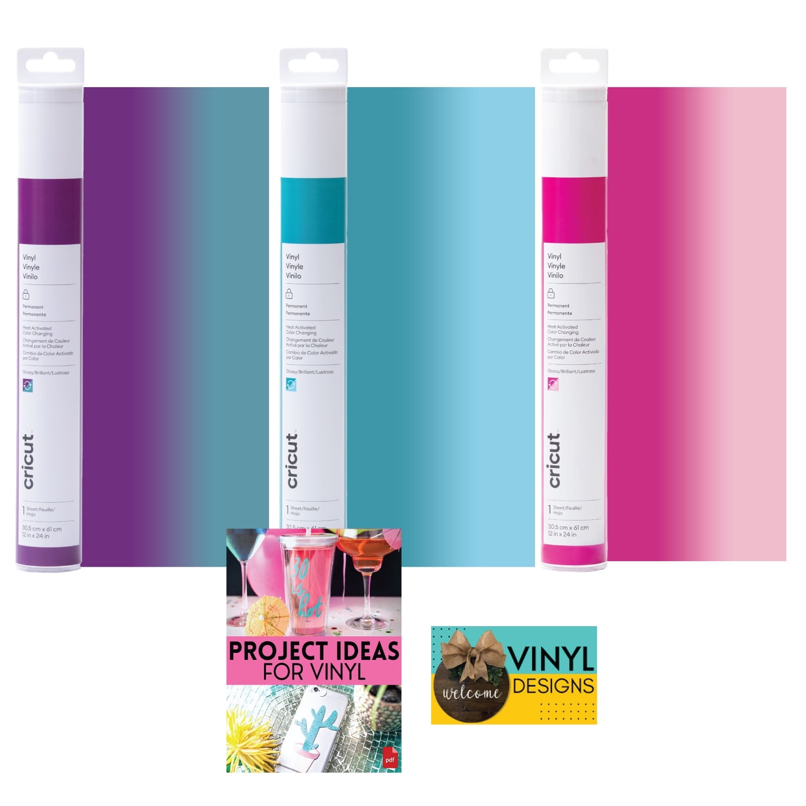 Cricut Heat Activated Color Changing Permanent Vinyl Roll Bundle ...