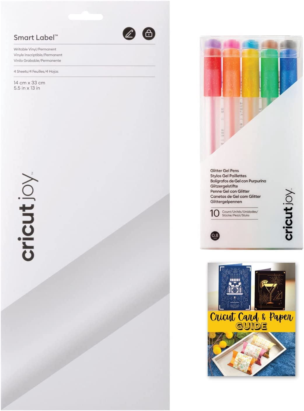 Cricut Joy Smart Label Writable White Permanent Vinyl & Glitter Rainbow ...