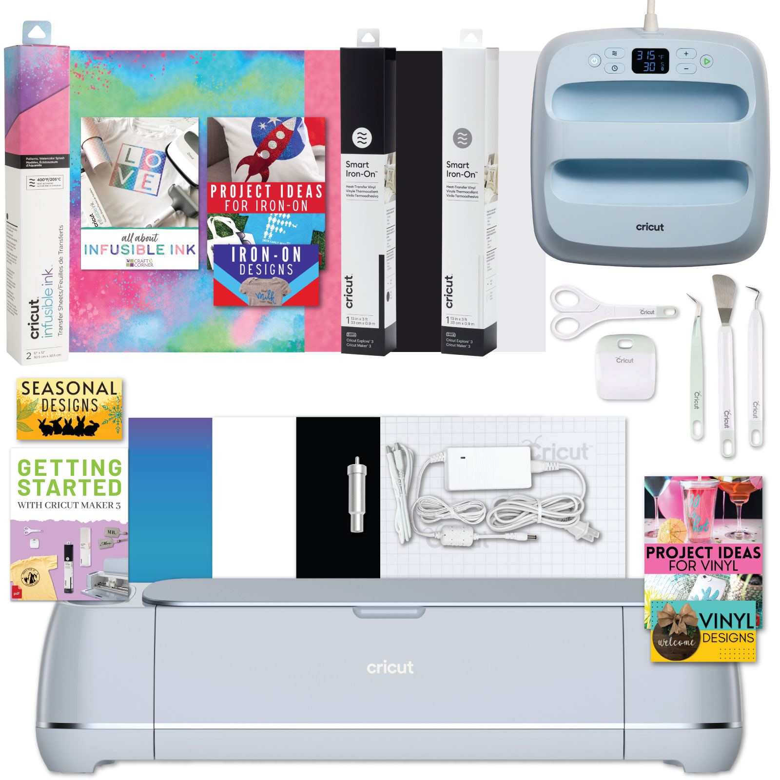 Cricut Maker 3: Ultimate Fast Cutting Machine with Smart Vinyl & Tools Bundle - Walmart.com