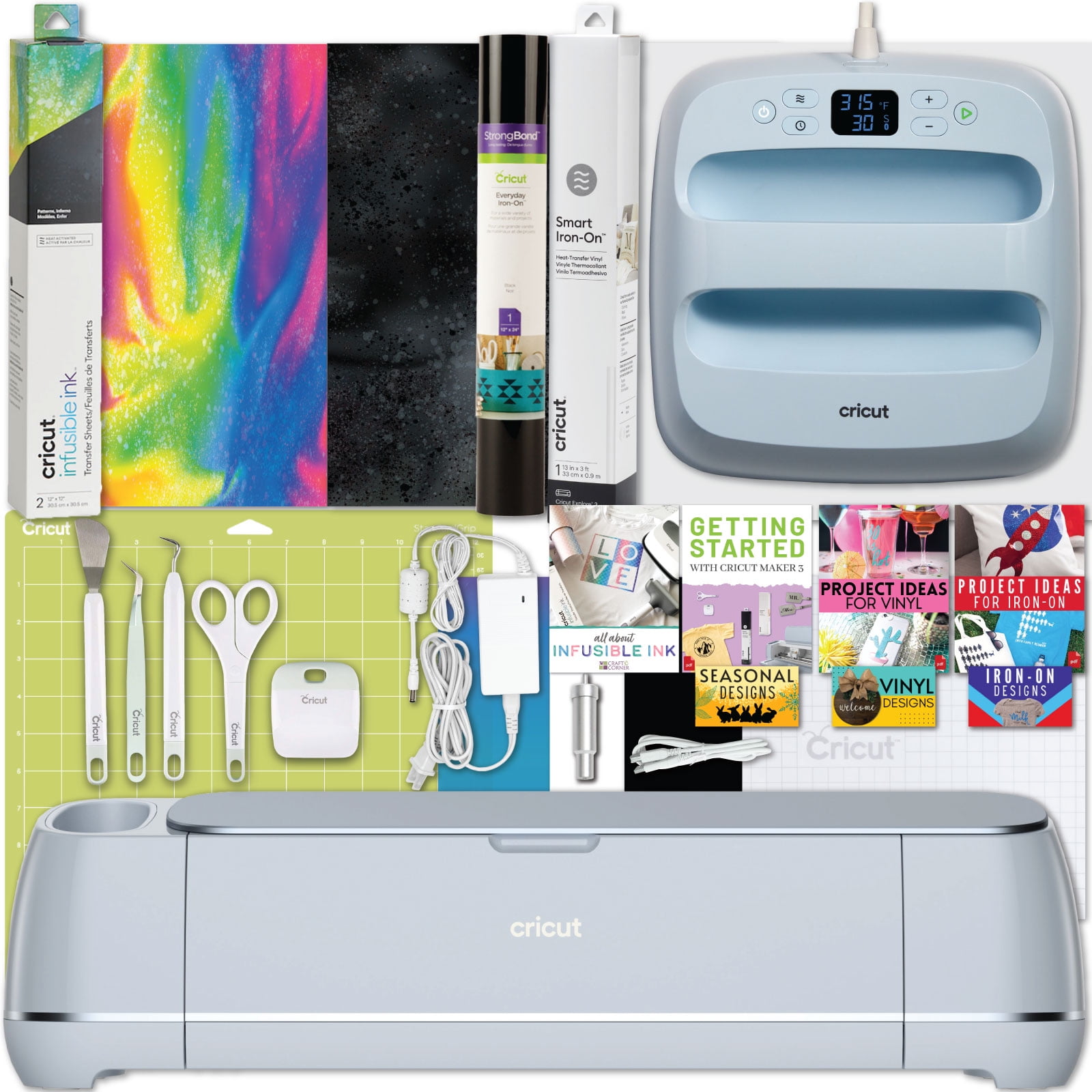 Cricut Maker 3 & EasyPress 3 Bundle- Cutting Machine & Heat Press Combo ...