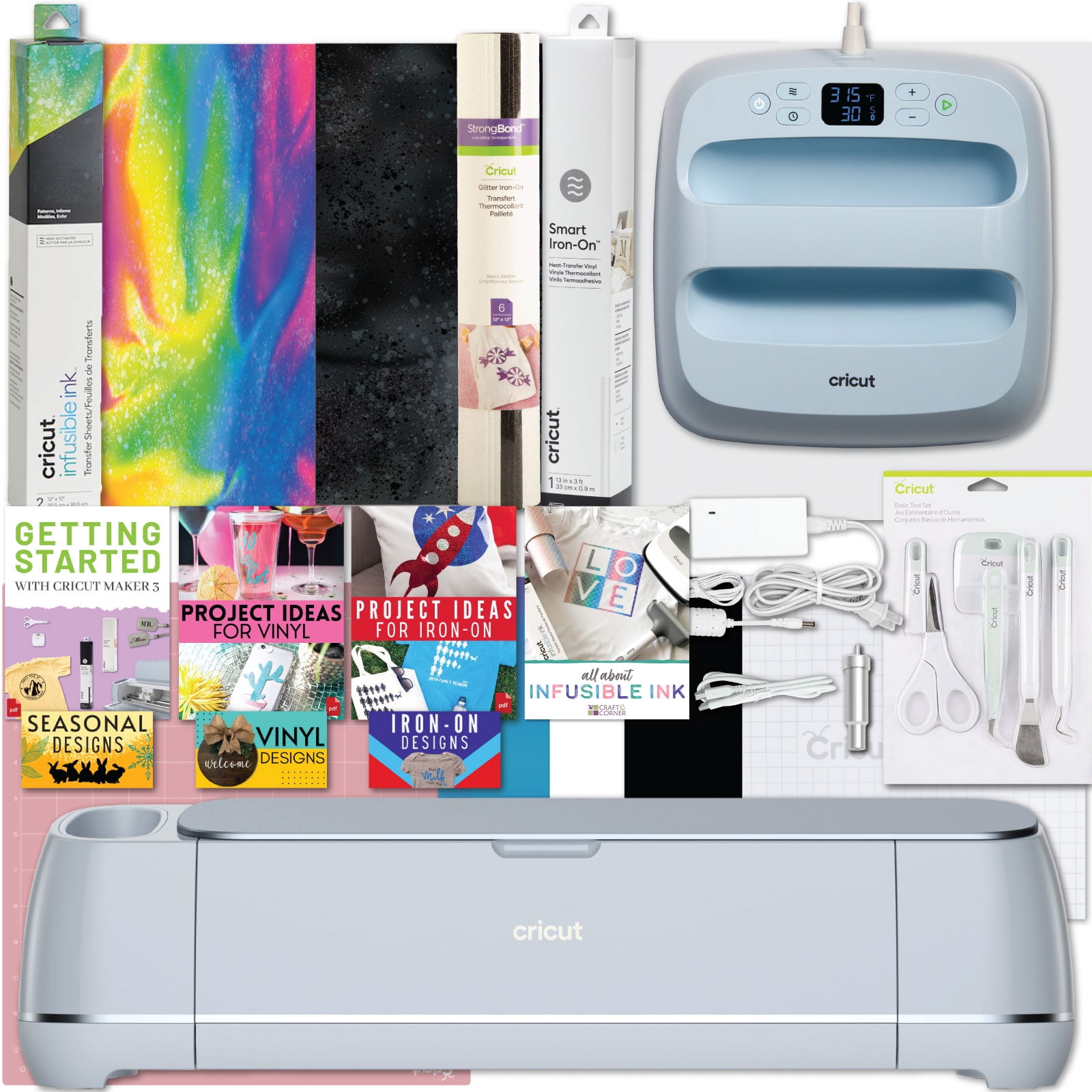 Cricut Maker 3 & EasyPress 3 Bundle- Cutting Machine & Heat Press Combo ...