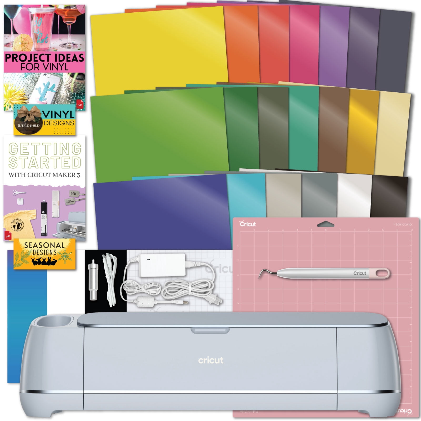 Cricut Maker 3 Machine with Vinyl Rainbow Pack and Tools Bundle ...