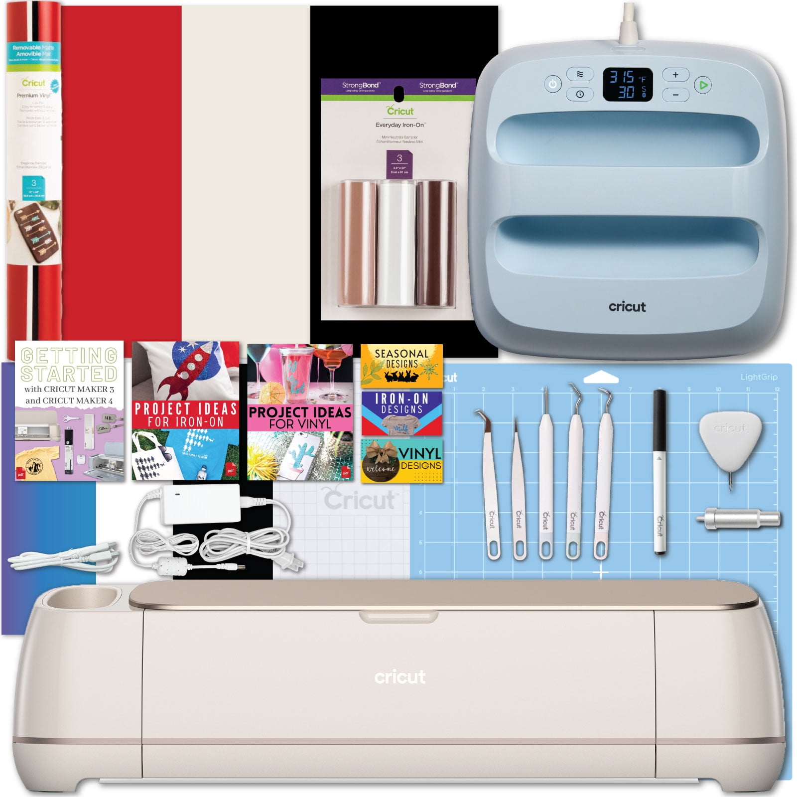 Cricut Maker 4 Cutting Machine with Easy Press 3 and Iron-On Roll Combo ...