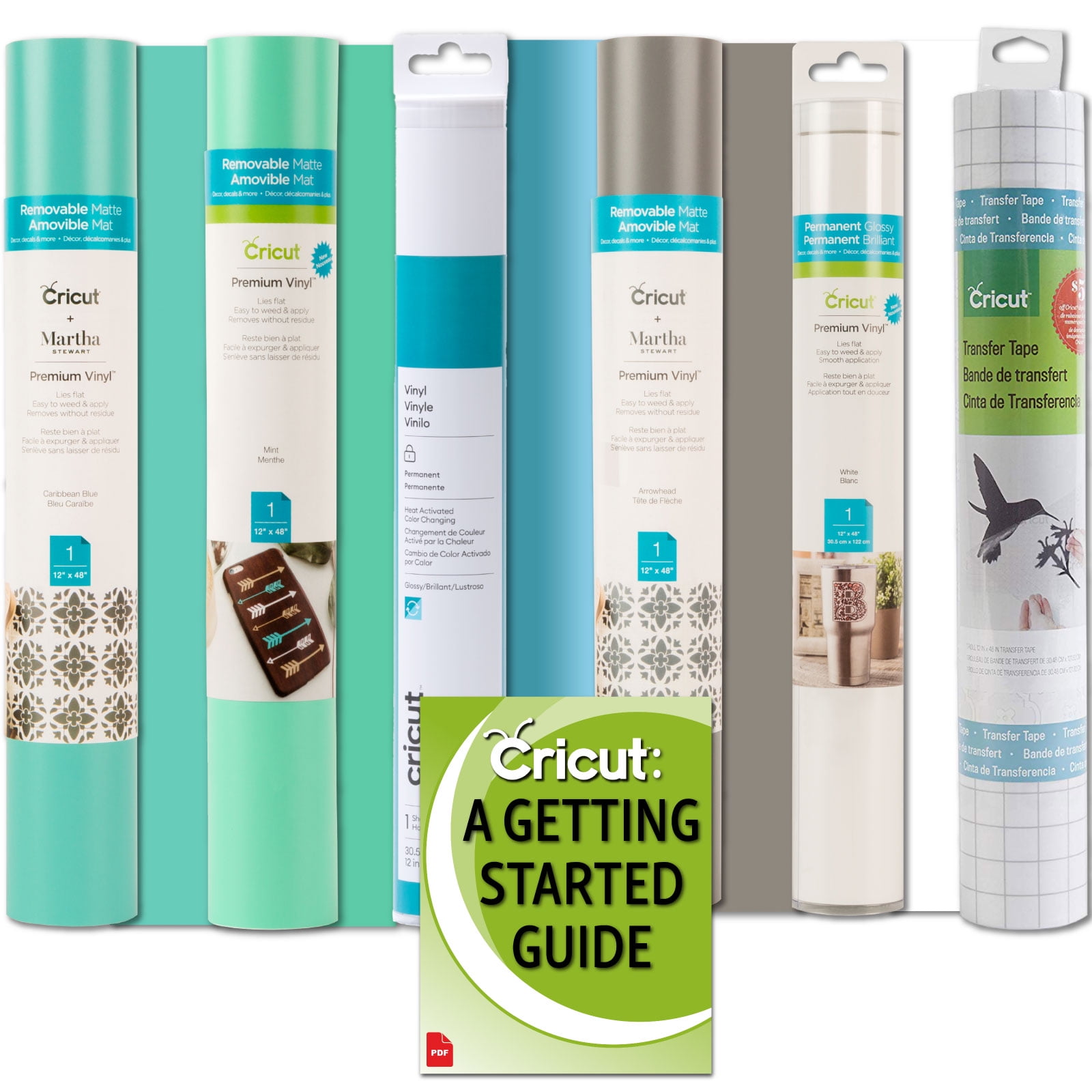 Cricut Premium Vinyl Bundle - 5 Adhesive Vinyl Rolls- Something Blue ...