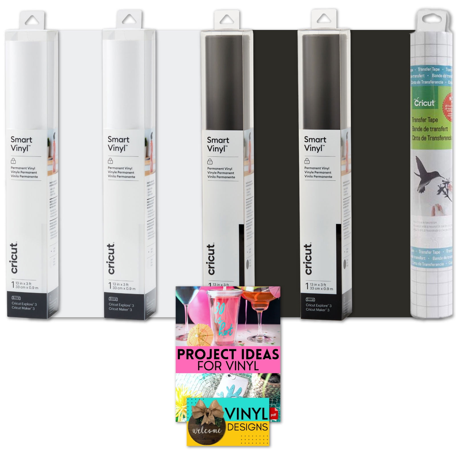 Cricut Smart Permanent Vinyl 3ft Double Tuxedo Bundle for Maker Machine ...