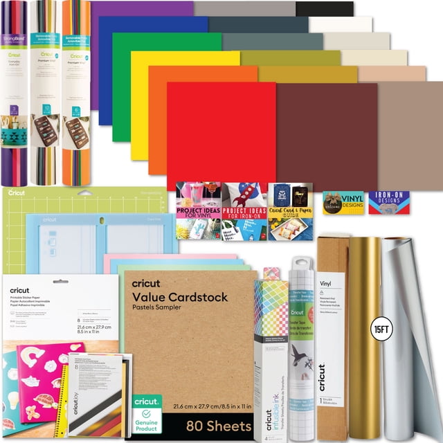 Cricut Ultimate Materials Bundle, Bulk Vinyl Rolls and Accessories for ...