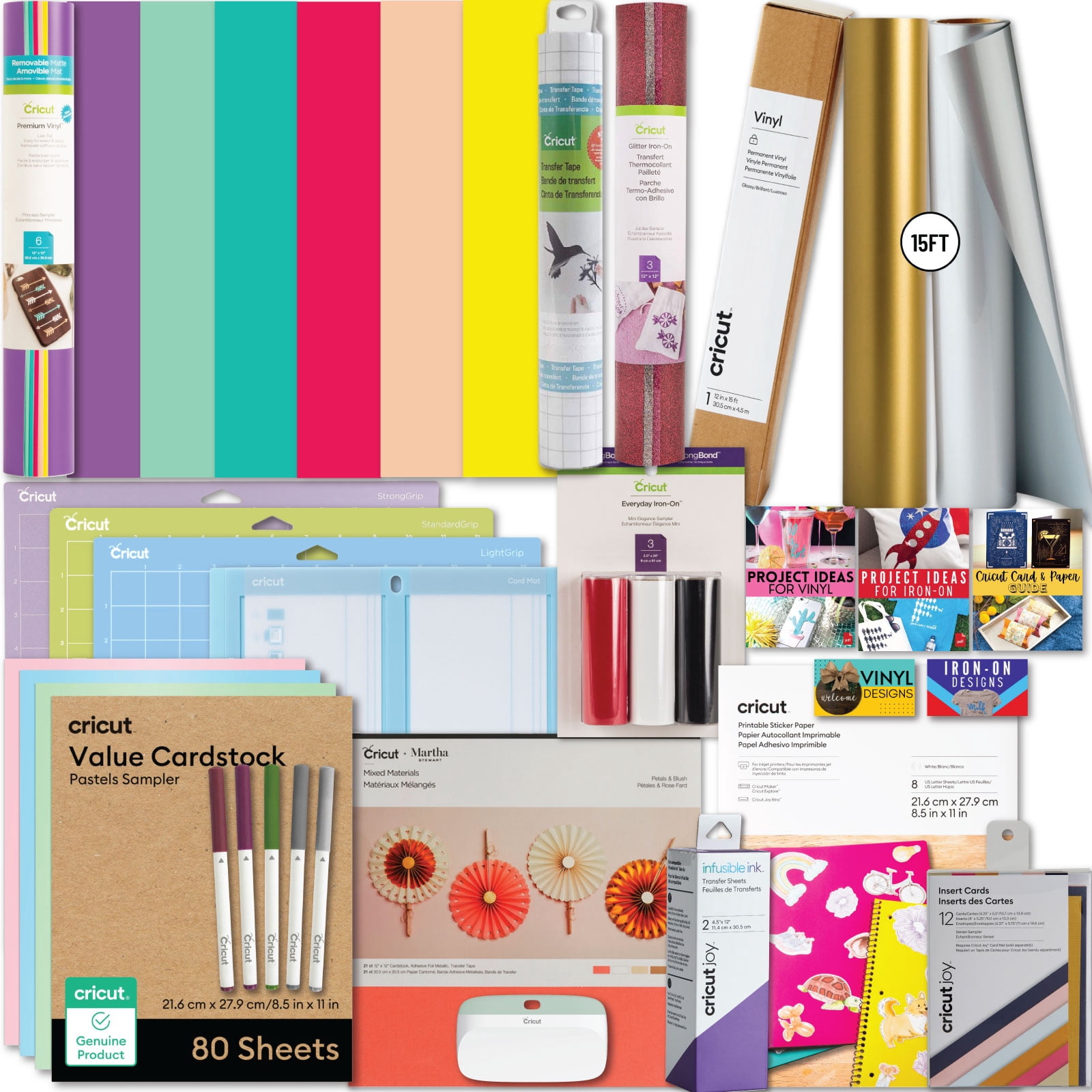Cricut Ultimate Materials, 15ft Vinyl Rolls and Accessories Bundle for ...