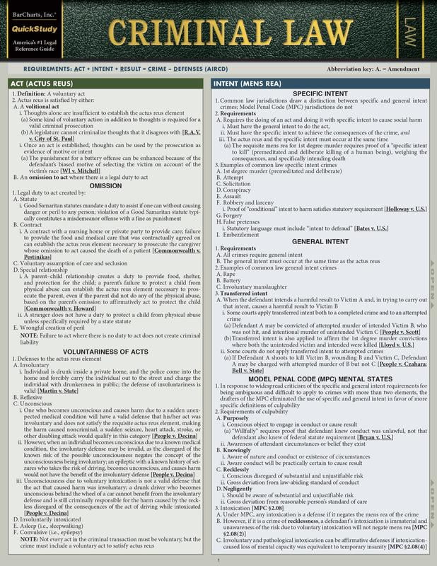 Criminal Law : a QuickStudy Laminated Reference Guide (Edition 3 ...