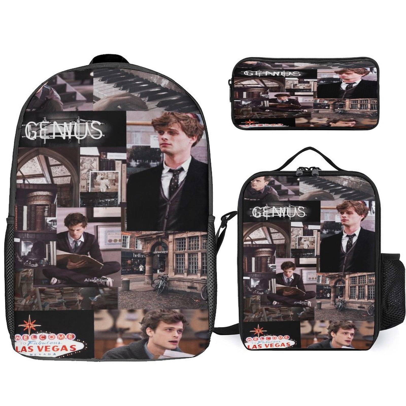 Criminal Minds Spencer Reid s Backpack Set Anime Bag 3 Piece Set Sports ...