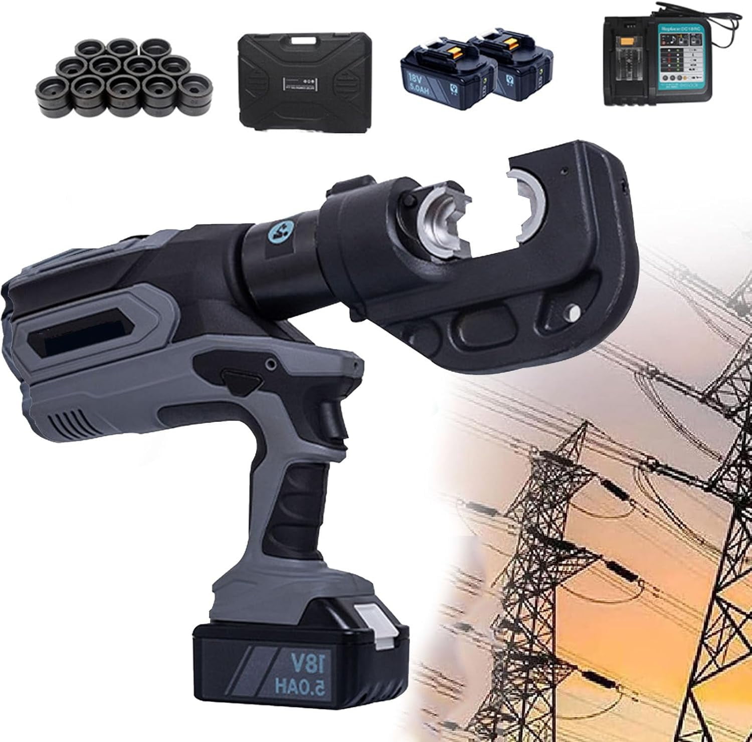 Crimper Plier Set, Rechargeable Hydraulic Crimping Pliers 16-400mm2 ...