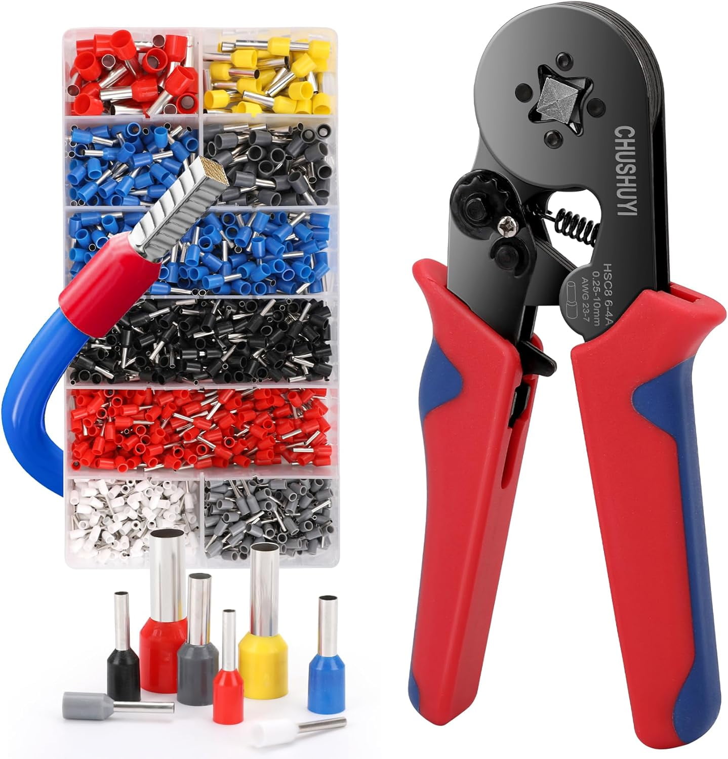 Crimping Pliers Ferrule Crimping Tool with 1200PCS 0.25-10mm² Terminals ...