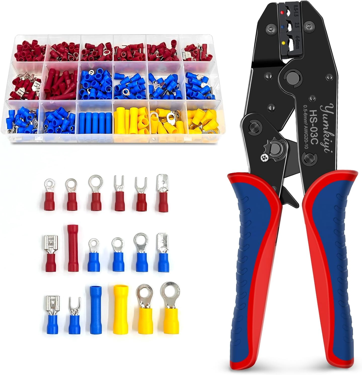 Crimping Tool Set400pcs Insulated Wire Crimp, U-Type, Fork, Spade,Butt ...