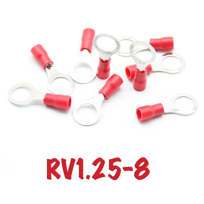Crimping insulated ring lugs, terminals for wires, type O, RV1.25 (3mm, 4mm, 5mm 6mm 8mm, 10mm ...