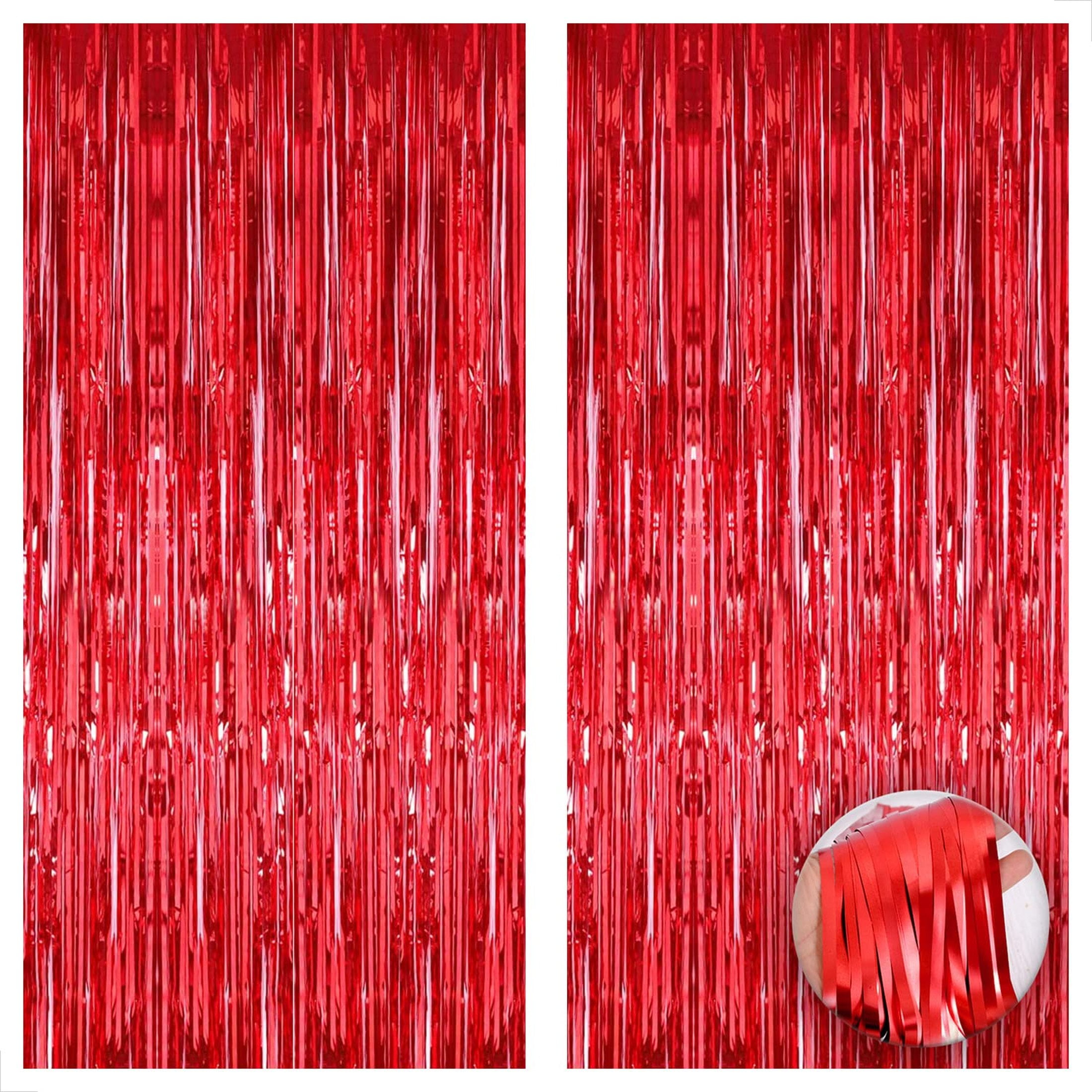 Crimson Cascade Party Banners - 2 Pack of Giant Red Fringe Backdrops ...
