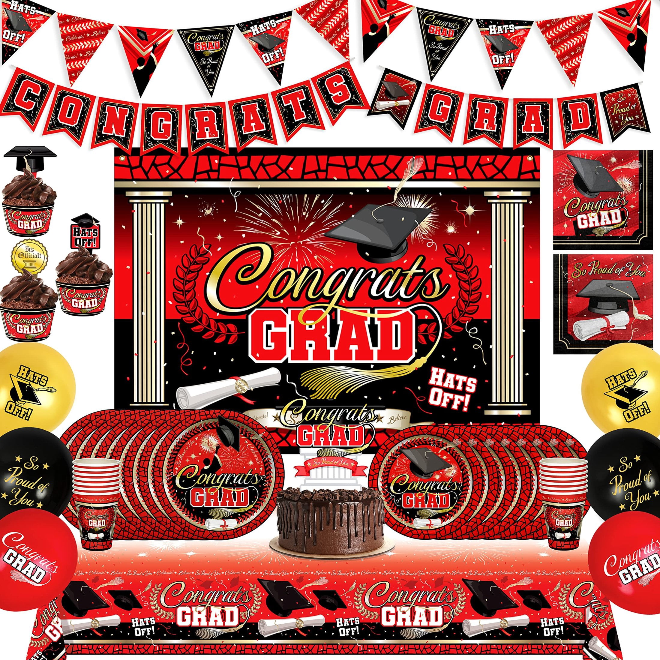 Crimson Celebration Kit 2024 - Complete Graduation Decorations for 16 ...