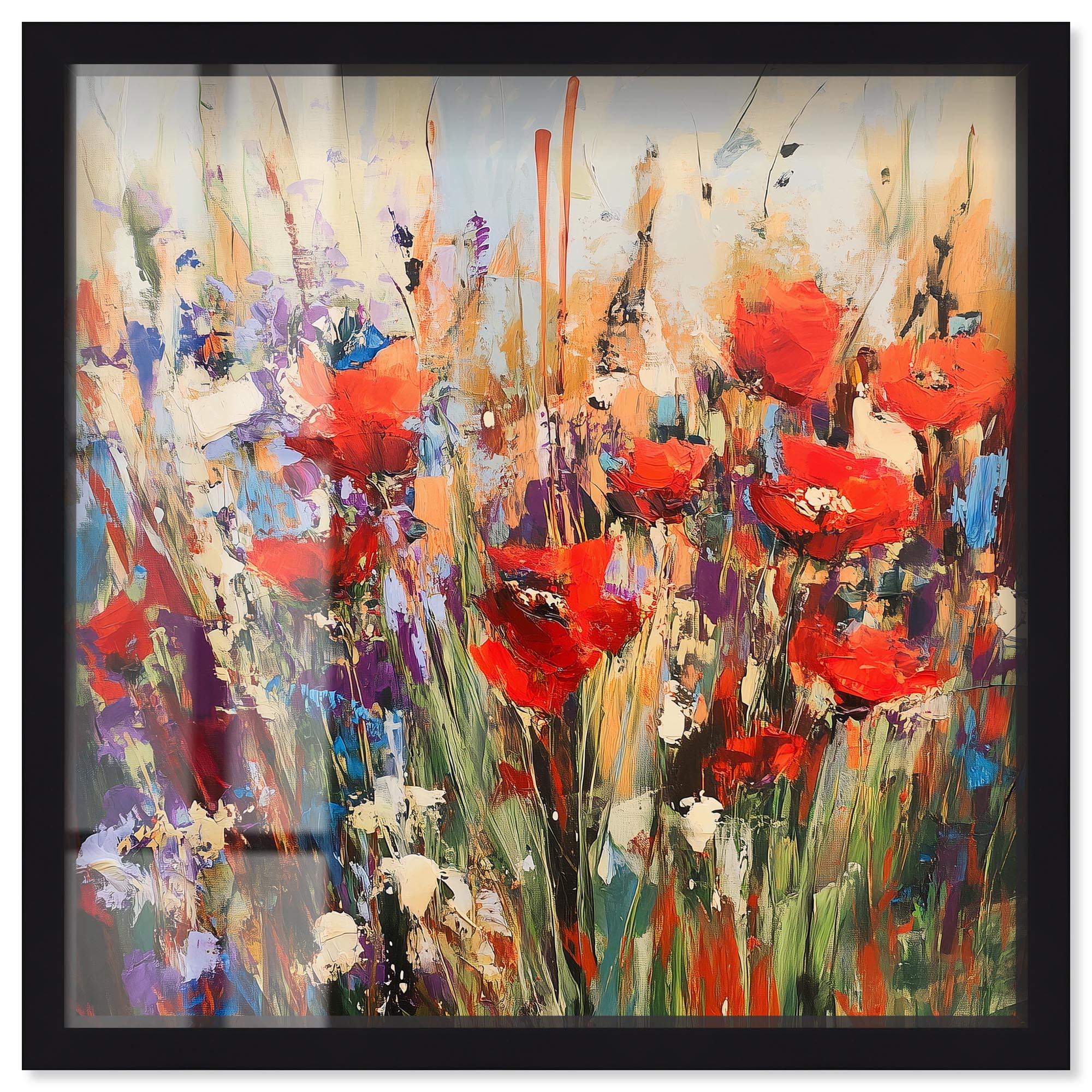 Crimson Chorus II Shadowbox Print Floral Wall Art by Art Remedy, Black ...