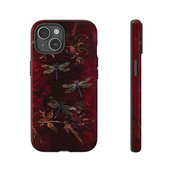 Crimson Dragonfly Boho Red Velvet Art Phone Case with iPhone 17 through ...