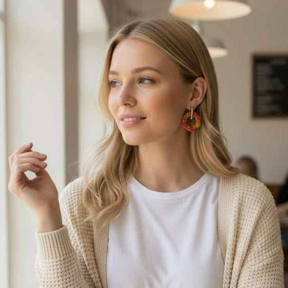 Crimson Ember Dangle Earrings | Handmade Polymer Clay Earrings | Red ...