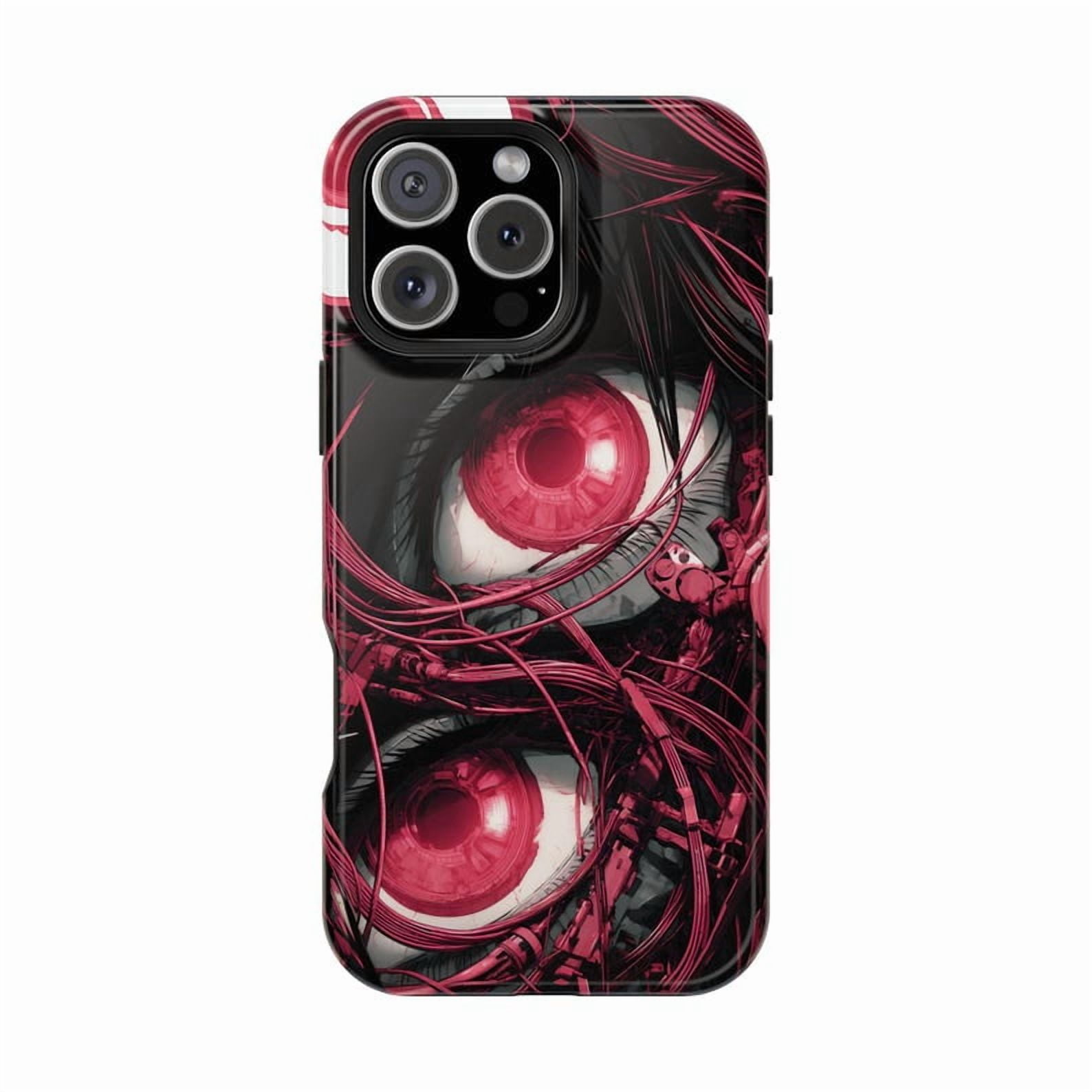Crimson Eyes Wired Circuit Dreams Futuristic Artwork Phone Case with ...