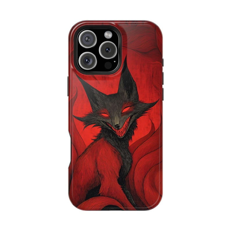 Crimson Fox Kitsune in Dark Red Gothic Fantasy Scene Artwork Phone Case ...