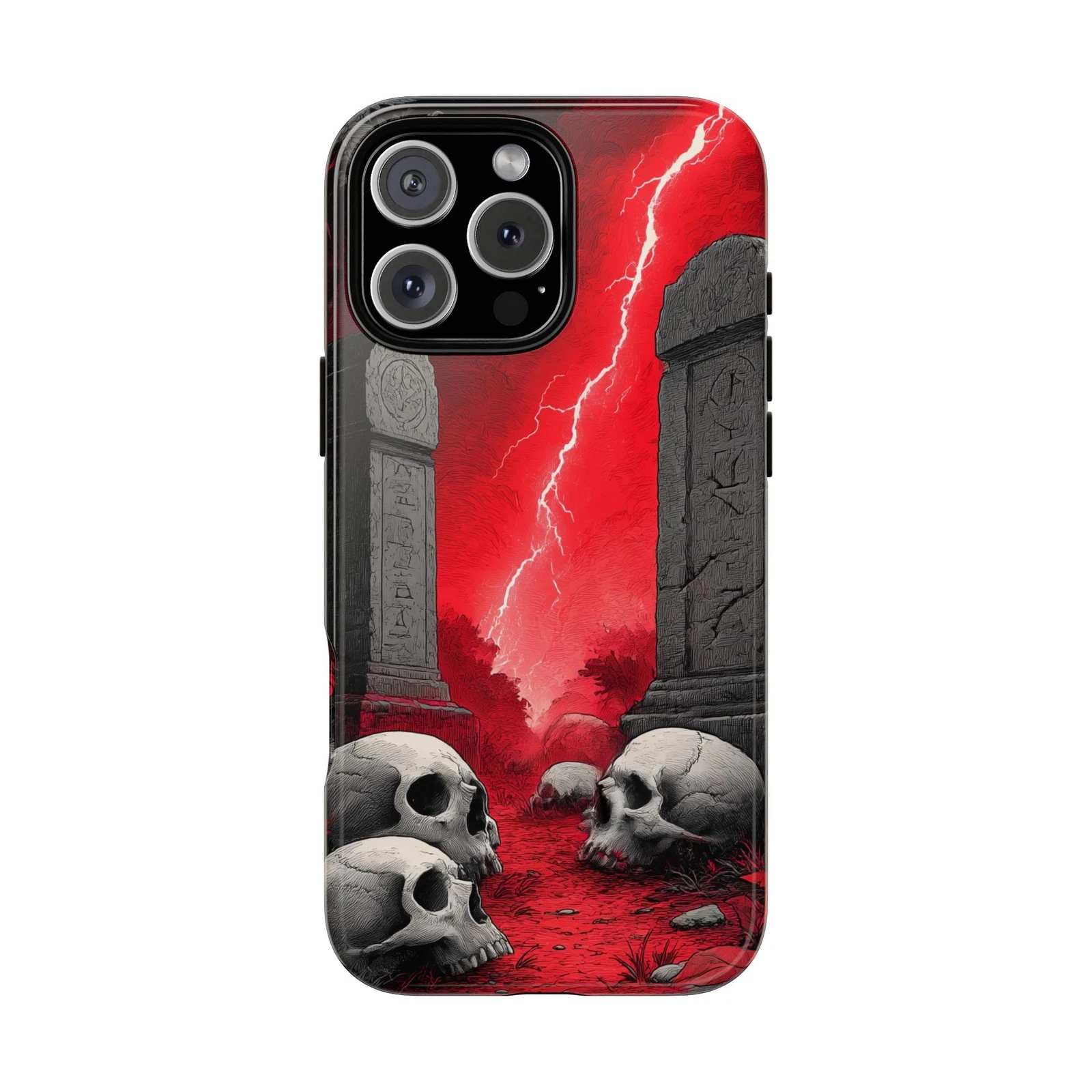Crimson Graveyard Art Protective Case for iPhone 11 up to 17 Pro Max ...