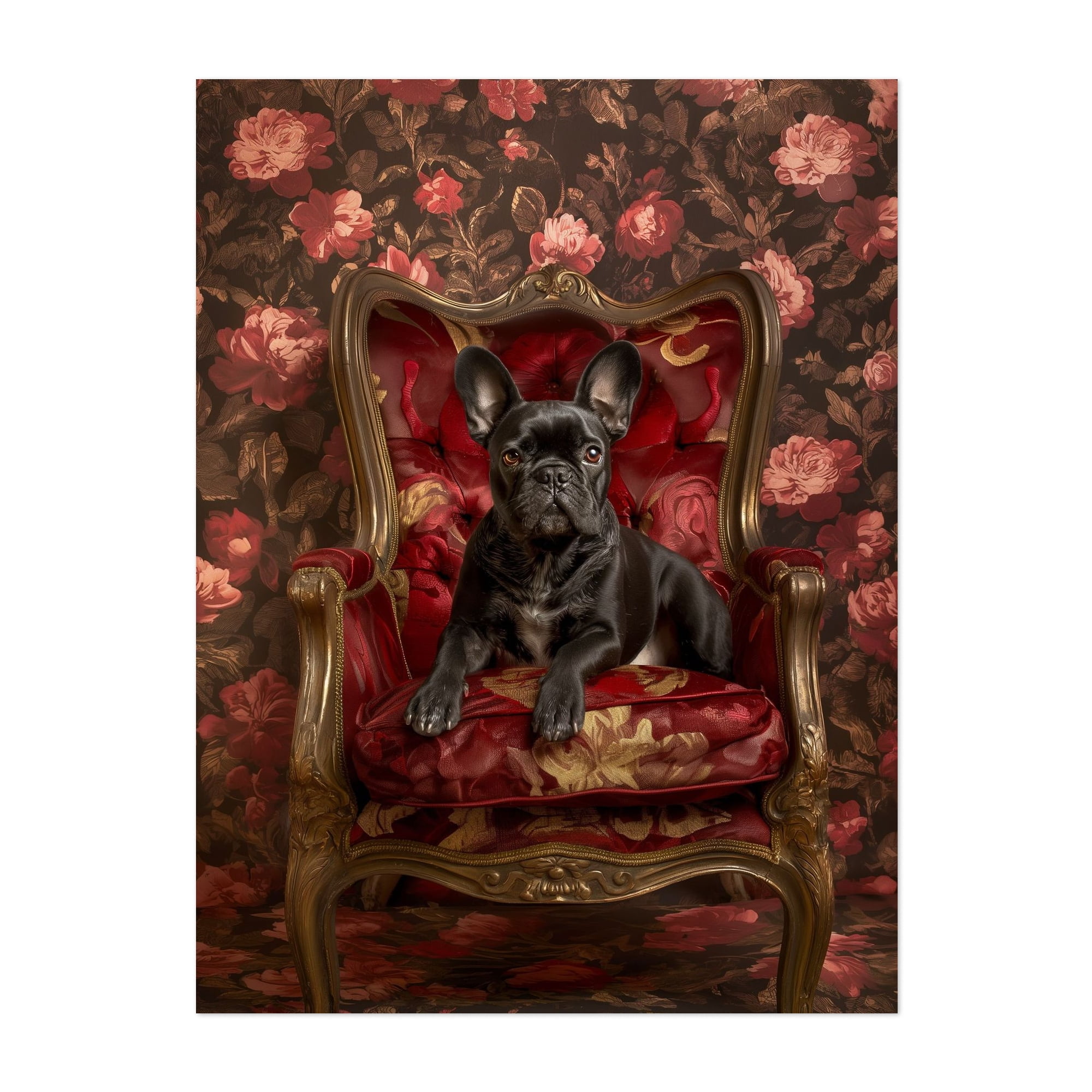 Crimson Guard; A French Bulldog on Watch - Illustration Dog Animal ...