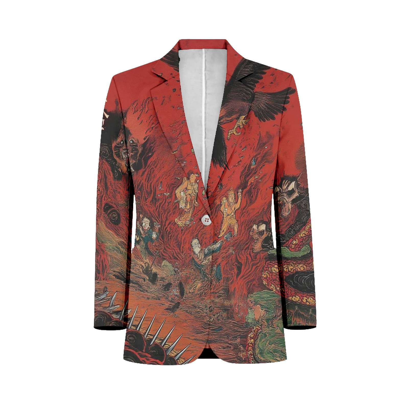 Crimson Hellish Bird Chaos Scene Customized Men's Suits full man Shawl ...
